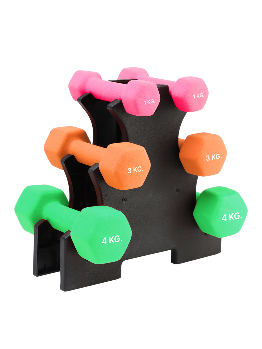 Cult Neoprene Dumbbells Combo for Home Gym Exercise (1kg + 3kg + 4kg S ...