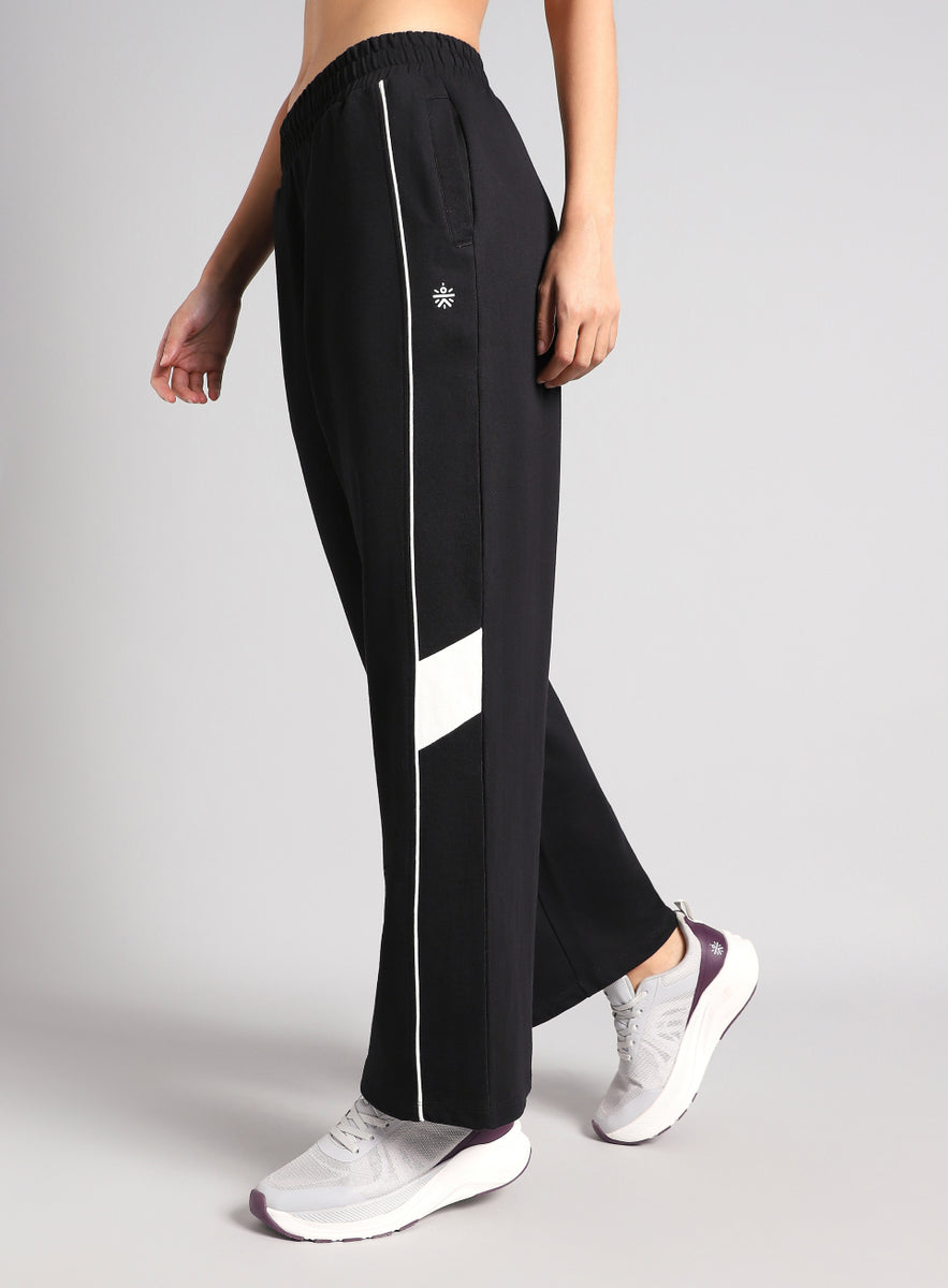 Buy Women's Black Play On Straight Fit Trackpants Online in India ...