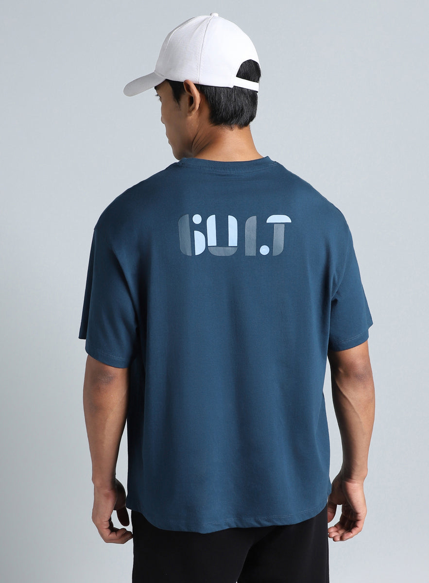 Buy Men's Navy Cult Brand Carrier Relaxed fit T-shirt Online in India ...