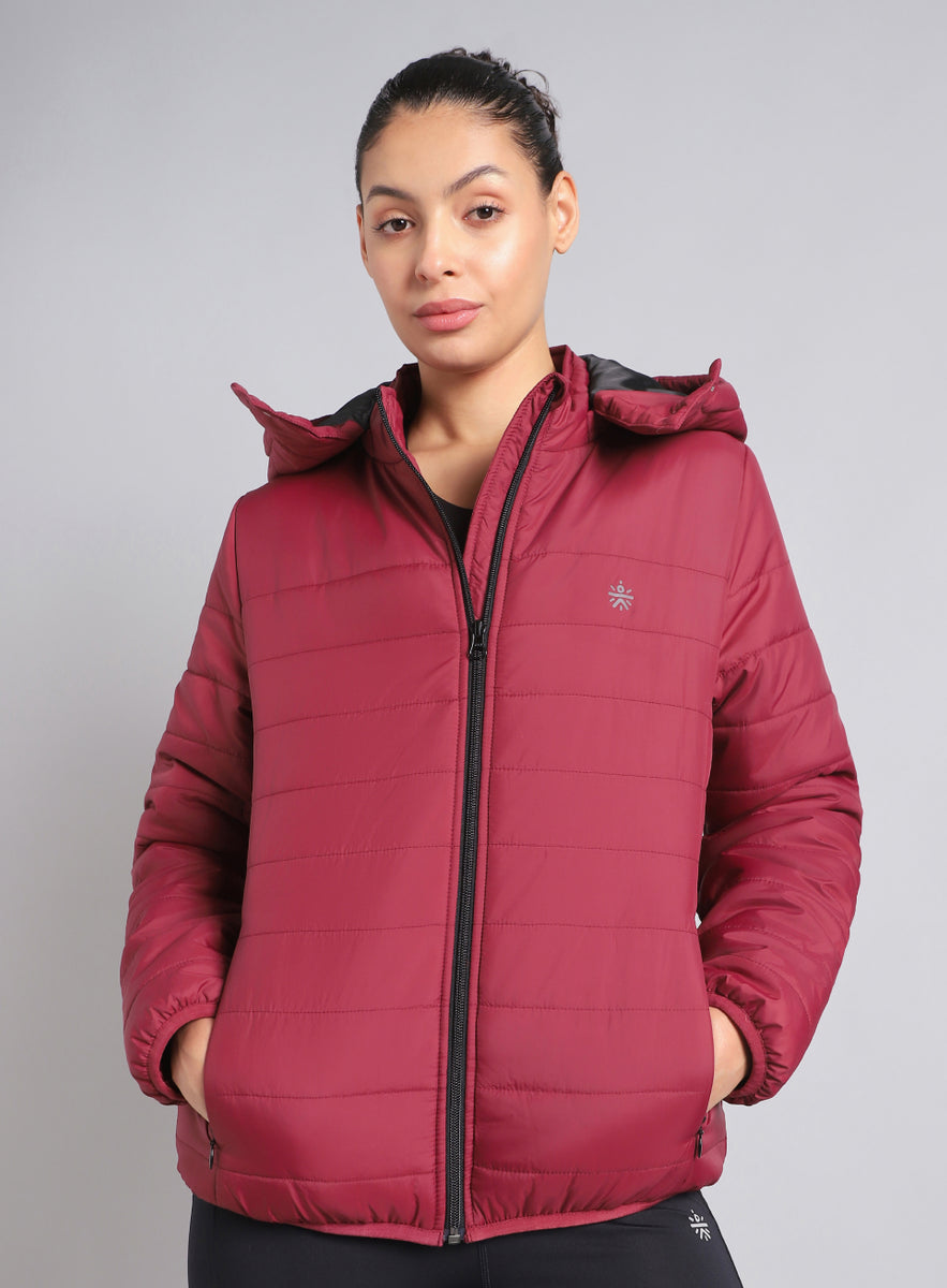 Buy Women's Maroon Puffer Jacket Online in India | Cult Store