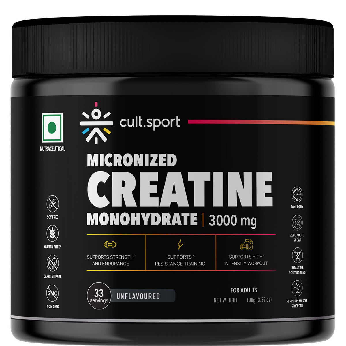 Buy Cultsport Creatine Monohydrate 100 g | Micronised | 100% Vegetarian ...